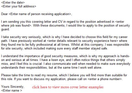 Security Guard Job Application Letter Example Learnist