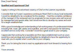 Chef Cover Letter Example - Learnist.org