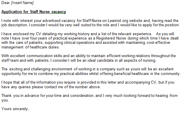 Nurse Nursing Cover Letter For Job Applications Learnist