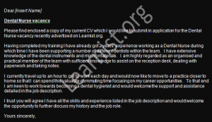 Dental Nurse Job Application Cover Letter Example - Learnist.org