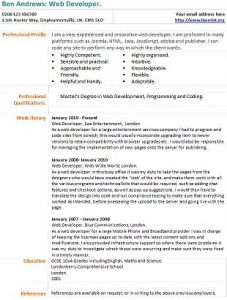 Web Developer CV Example - Learnist.org