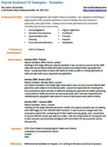Payroll Assistant CV Example - Learnist.org