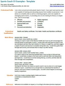 Sports Coach CV Example - Learnist.org