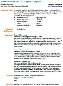 Warehouse Assistant CV Example - Learnist.org