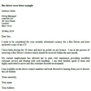 Bus Driver Cover Letter Example - Learnist.org