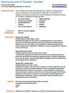 Catering Supervisor CV Example - Learnist.org
