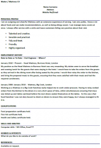 Waiter - Waitress CV Examples - Learnist.org