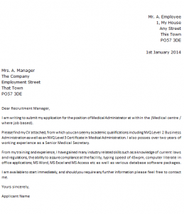 Medical Administrator Cover Letter Example - Learnist.org
