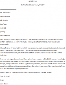 Administration Officer Cover Letter Example - Learnist.org