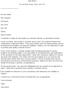 Customer Adviser Cover Letter Example - Learnist.org