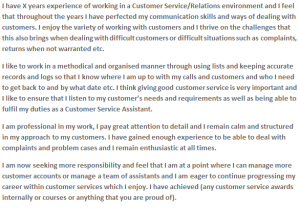 Customer Service CV Personal Statement Examples - Learnist.org