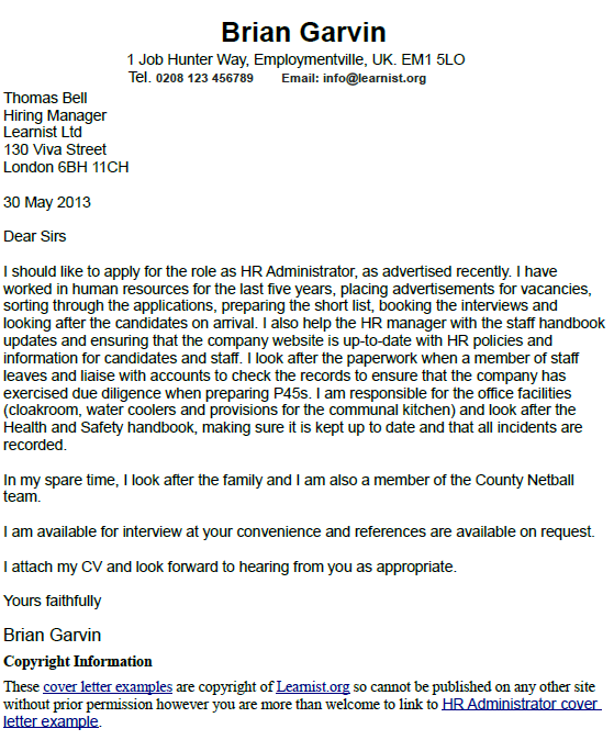 Application Letter For Hr Manager Photos