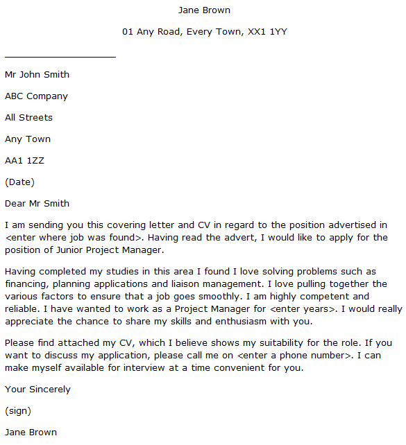 Junior Project Manager Cover Letter Example Learnist
