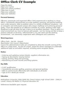 Office Clerk CV Example - Learnist.org