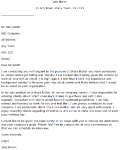 Stock Broker Cover Letter Example - Learnist.org